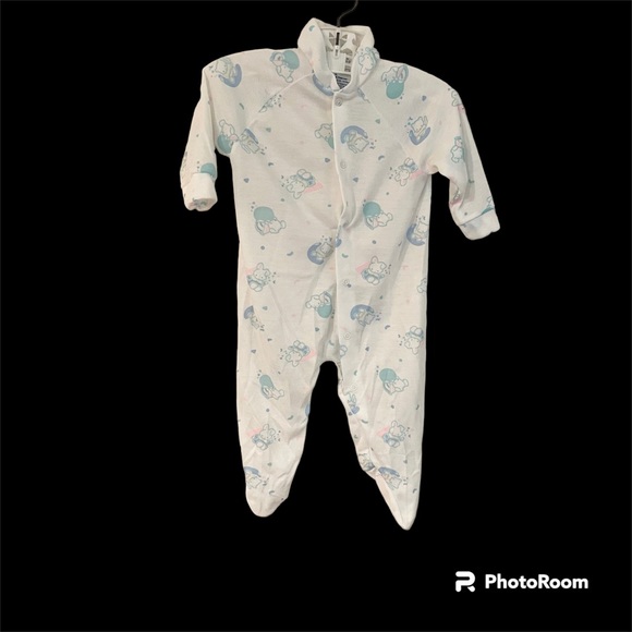 Vintage | One Pieces | Vtg Baby Onesie White W Pastel Pink Blue Animals ...